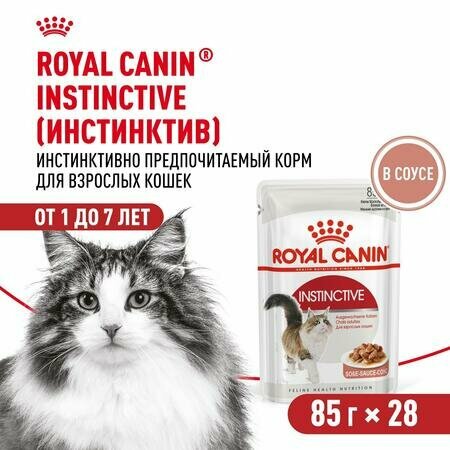 ROYAL CANIN INSTINCTIVE 28 шт по 85 г кусочки в соусе, влажный корм для кошек старше 1-го года
