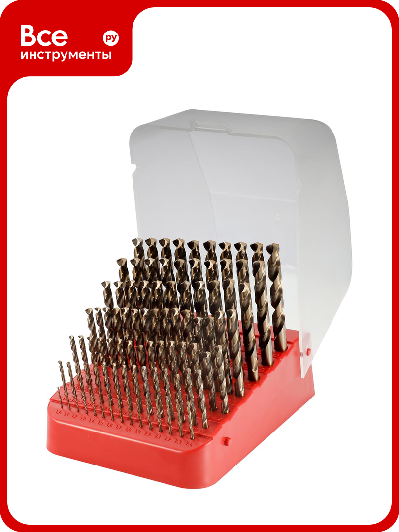 Набор сверл по металлу H-Tools 1-10мм, 91шт, DIN338, HSSE-Co5, 135град. 215223HT, из высококачественной