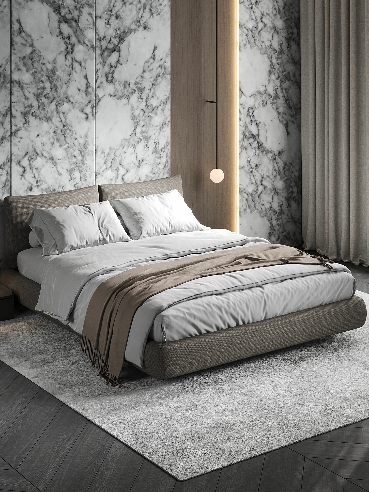 Кровать Альтхоум Lounge 11 Матрац 200х200 см/Каркас кровати 215х227 см коричневый, рогожка