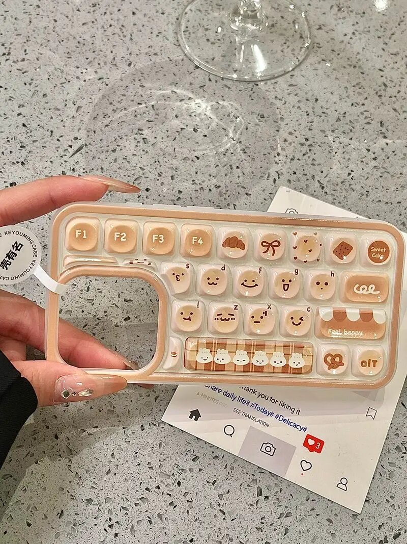 Черный чехол Lucky Cat с клавиатурой для iPhone 16 15 Pro JPK-touming-A2901, For iPhone 13 PROMAX