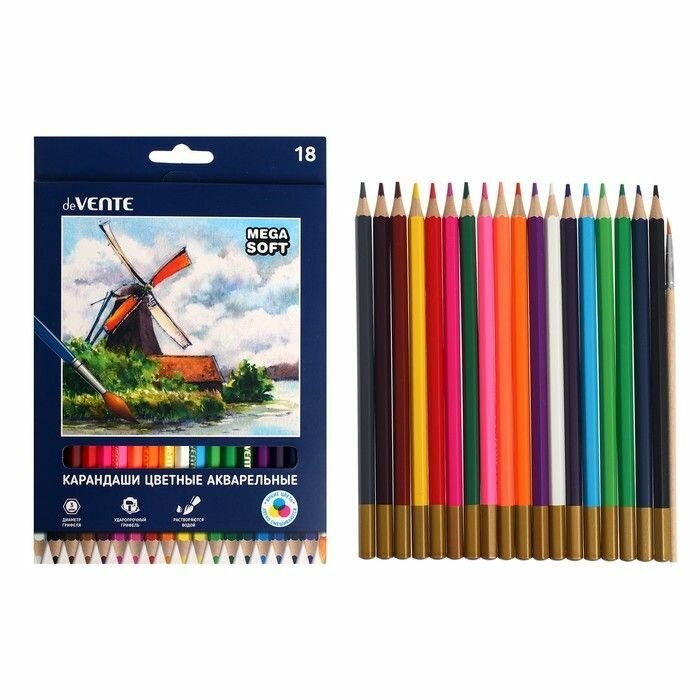 Карандаши акварельные 18цв "Trio Mega Soft" DEVENTE 5023121