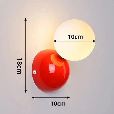 Кремовый настенный светильник, настенная лампа для спальни, детской комнаты, кабинета, гостиной, лестницы, коридора, фона под телевизор, цветной настенный светильник с шариками, Тёплый белый (2700-3500 K), Красный, Красный