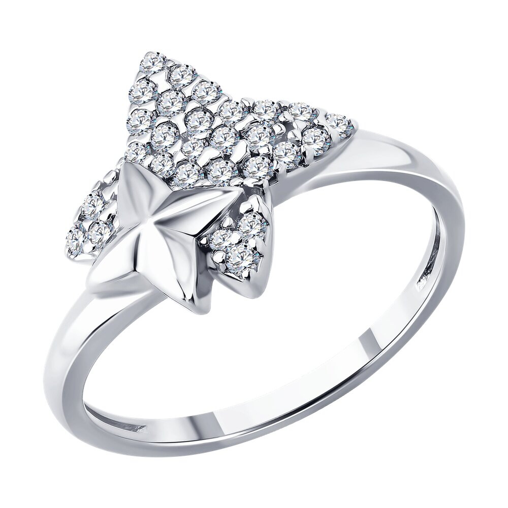 Кольцо Diamant online, серебро, 925 проба, родирование, фианит