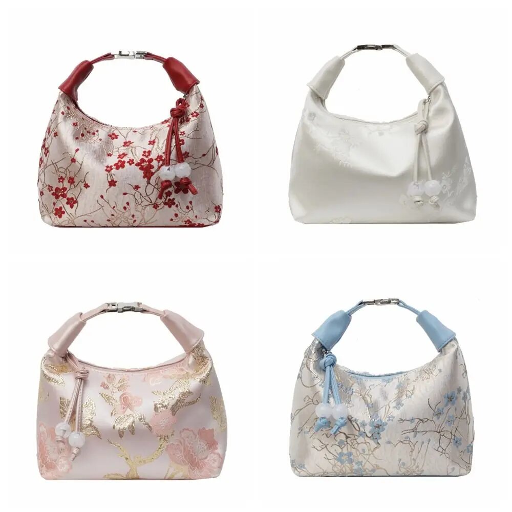 Случайная вышитая китайская сумочка кошельки в китайском стиле Canvas Hanfu вышивая сумочка на молнии сумки Cheongsam Sack Party, light blue, SKU00990