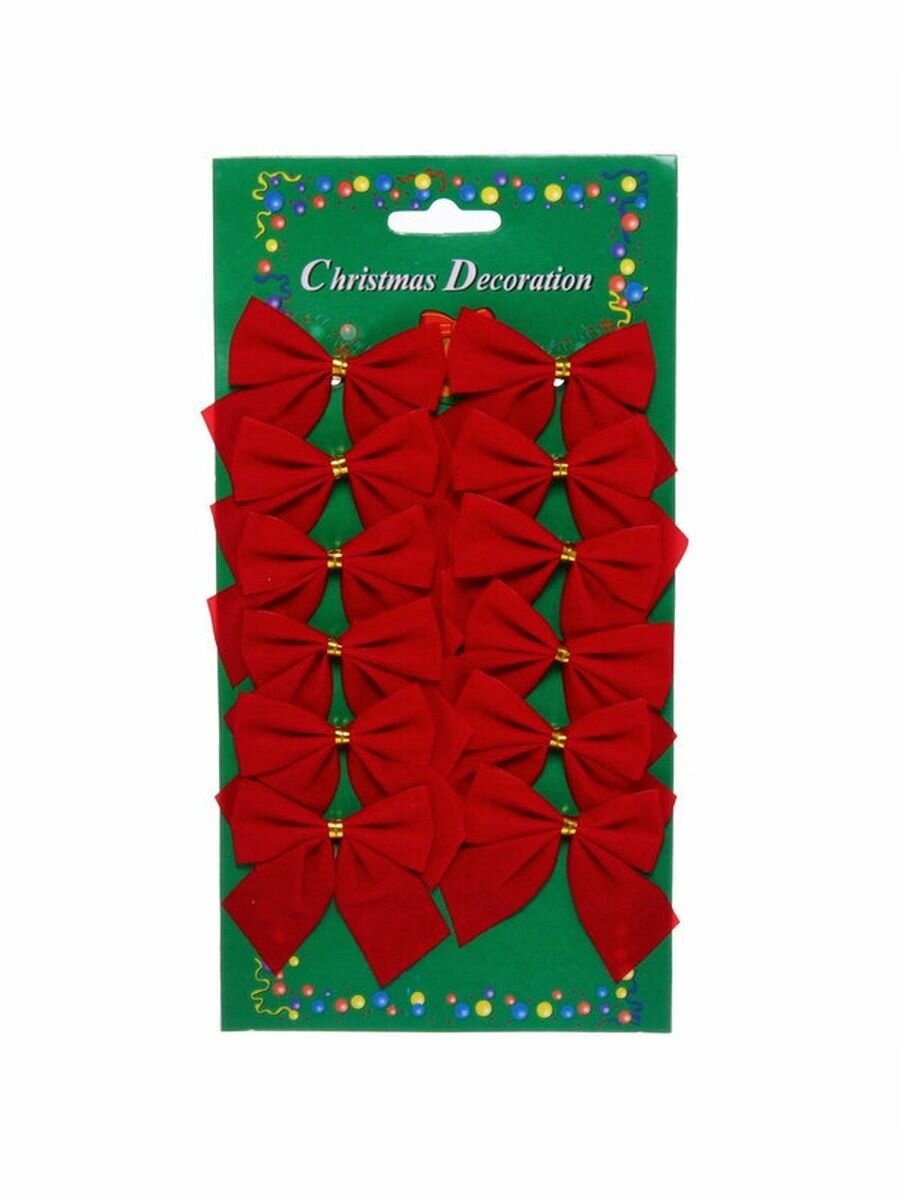 Бант на ёлку "Красный Бархат" 5см (набор 12 шт)