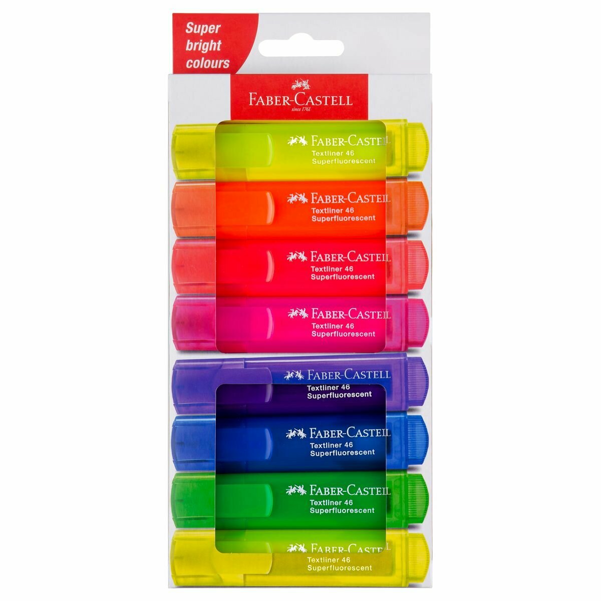 Набор текстовыделителей Faber-Castell "46 Superfluorescent" 7 флуоресцентных цв, 8шт, 1-5мм, картон. уп.