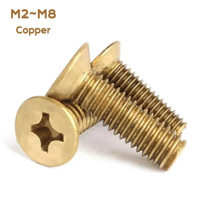 Медные винты с крестообразной головкой M2 M2.5 M3 M4 M5 M6 M8 M5-10pcs, 12mm
