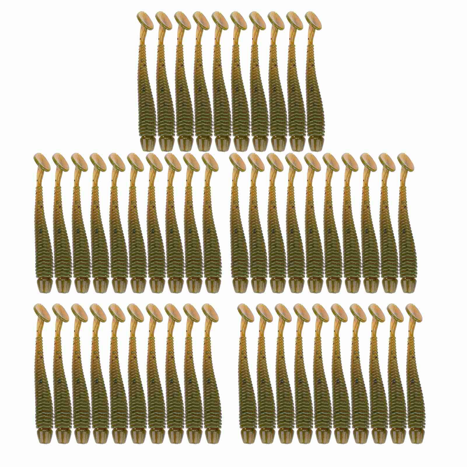 Мягкие пластиковые рыболовные приманки 5 см с Т-образным хвостом, черви, черные, для ловли пресноводного окуня, форели и солёной рыбы, 50 шт, прочные снасти