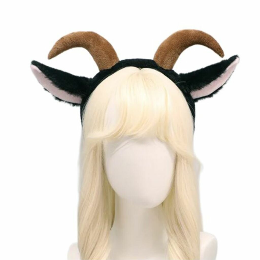 Повязка на голову с ушками ягненка, рога, головной убор, аксессуары для волос-черный