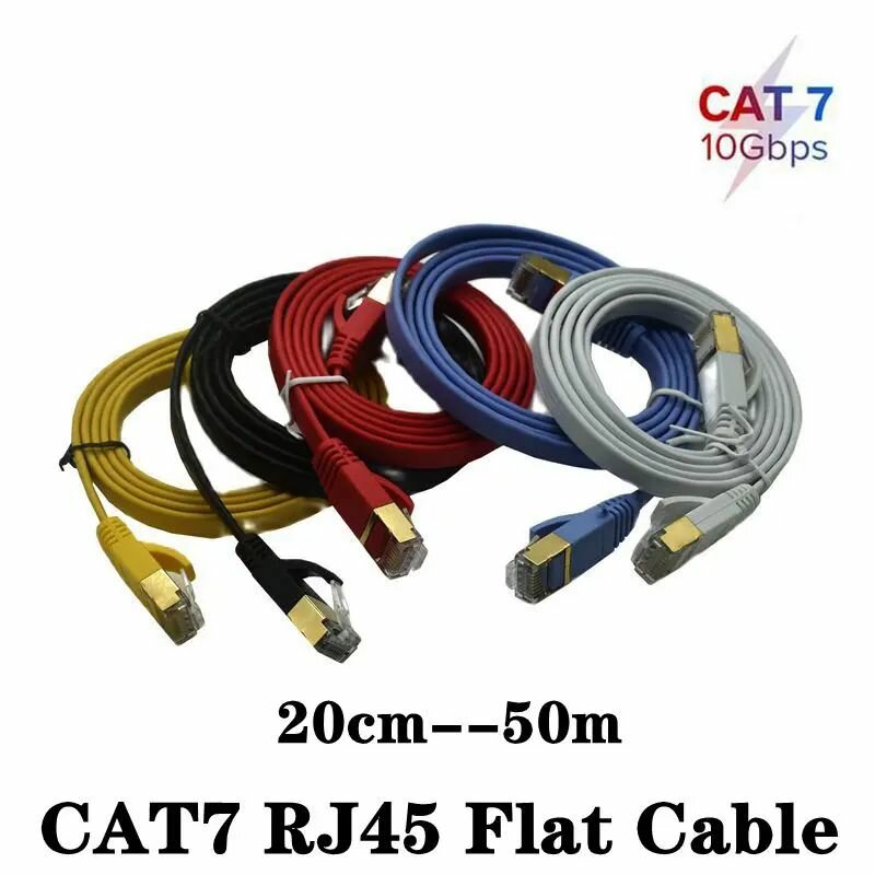 Сетевой кабель Ethernet CAT7 Flat STP 10 Гбит/с RJ45 Patch LAN PC Router Laptop CAT6A