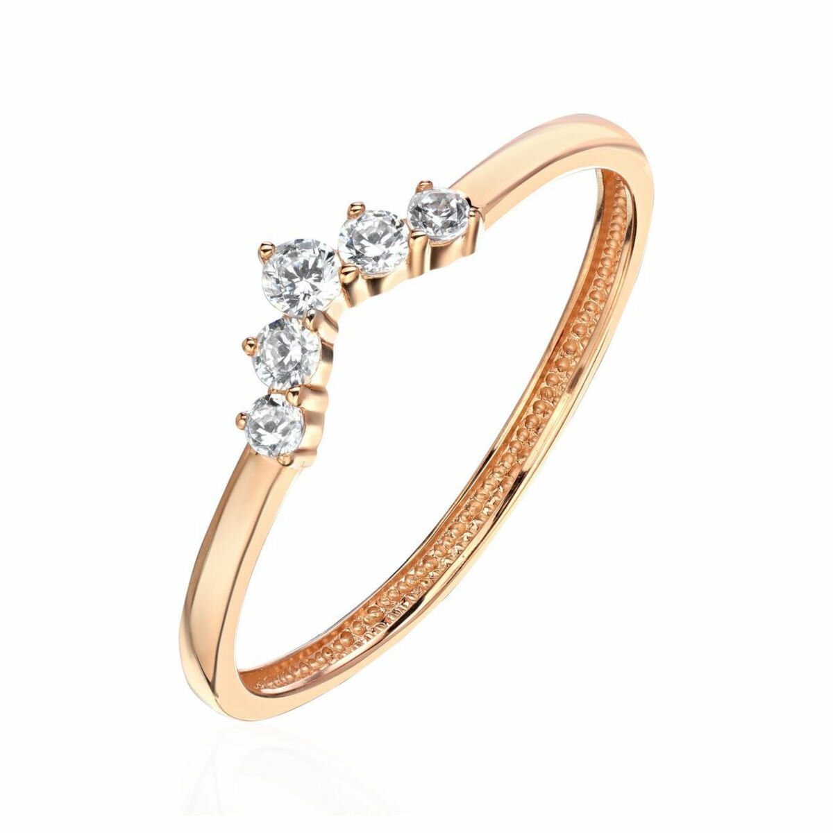 Кольцо, красное золото, 375 проба, фианит