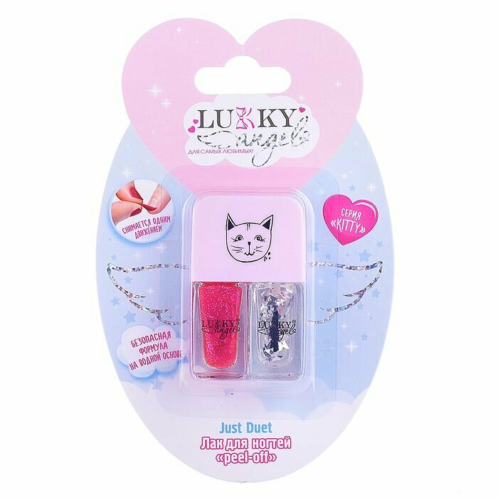 Лак для ногтей 1Toy Lukky Angel Just Duet кол-я Kitty, жемчужно-розовый и ярко-розовый, 2 по 4 мл