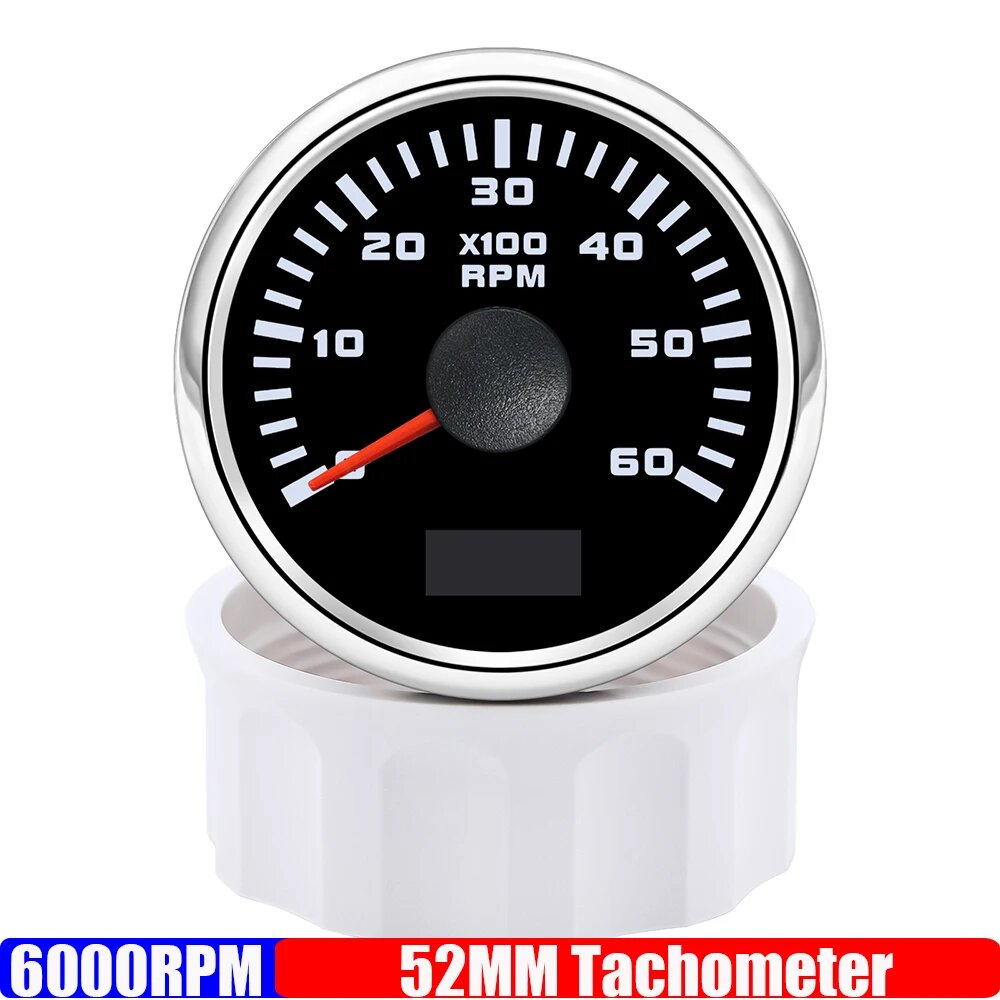 Тахометр 2 дюйма, 52 мм, 3000 об/мин, 4000 об/мин, 6000 об/мин, 70000 об/мин, тахометр 8000 об/мин, измеритель оборотов красного света для лодки, морского автомобиля, 12 В, 24 В, на заказ 6000RPM BS