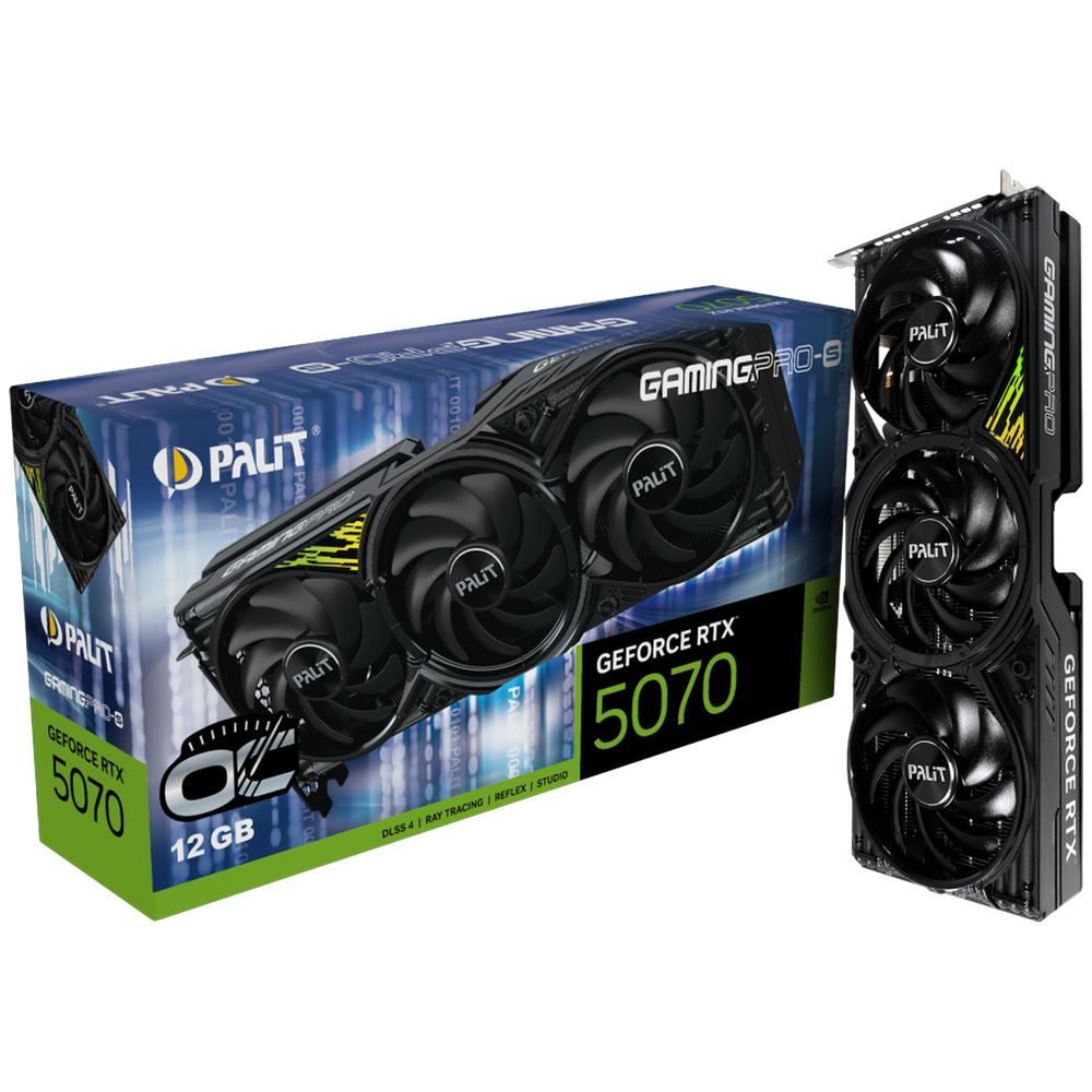 Видеокарта Palit RTX5070 GAMINGPRO-S OC 12GB GDDR7 192bit 3xDP HDMI 3FAN RTL