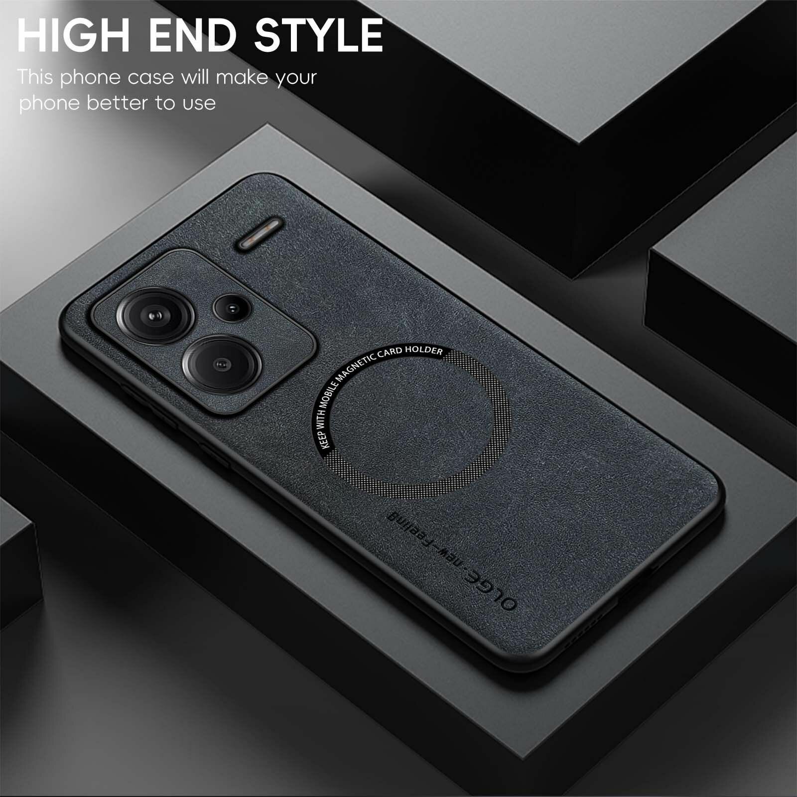 OLGE Роскошная кожа MagSafe чехол Для Xiaomi Redmi Note 13 Pro+ 5G/ Xiaomi Redmi Note 13 Pro Plus 5G/Сяоми Редми Ноут 13 Про Плюс 5G кожаный