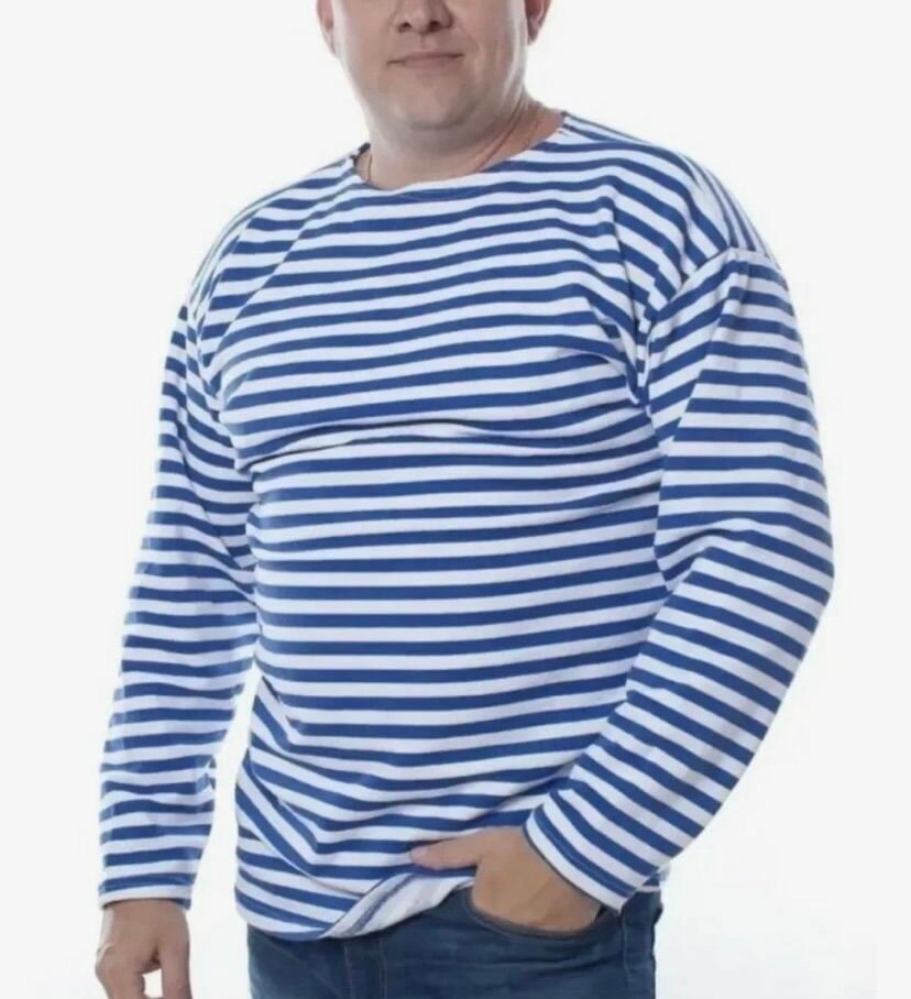 Тельняшка ВДВ армейская летняя длинный рукав цвет синий хлопок 56р