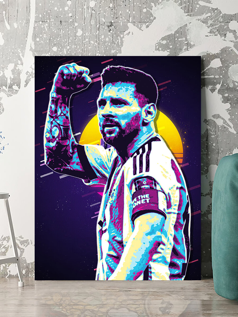 Картина интерьерная - "Лионель Месси, футбол", 60х80 см.