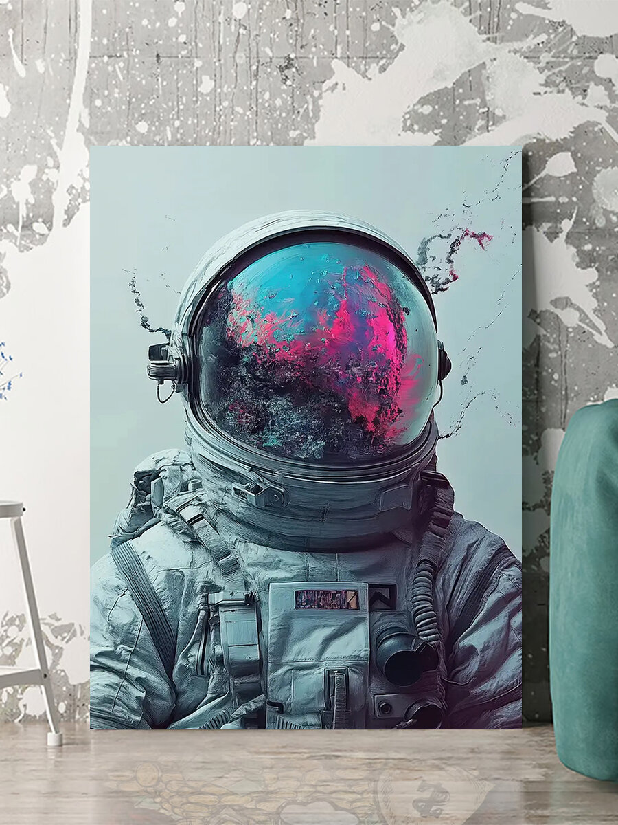 Картина интерьерная - "Астронавт, космос", 60х80 см.