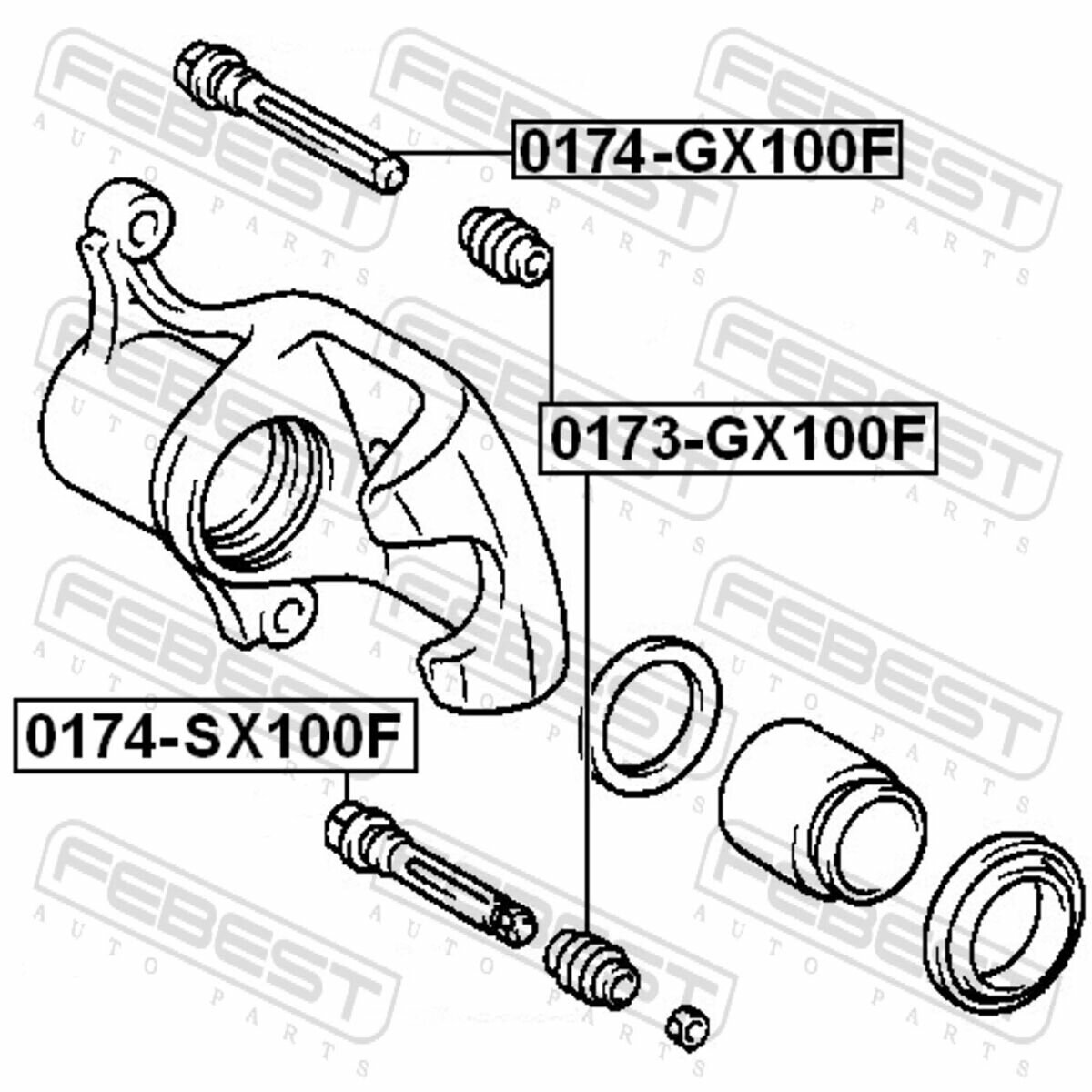 Пыльник Втулки Направляющей Суппорта Тормозного Переднего(Febest 0173-Gx100F)