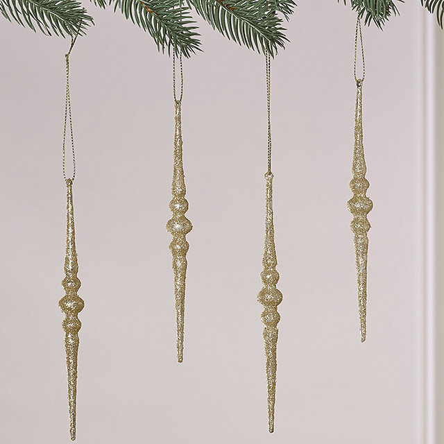 Набор елочных игрушек Сосульки - Marsan 16 см золотой, 4 шт, Winter Deco, 1000466