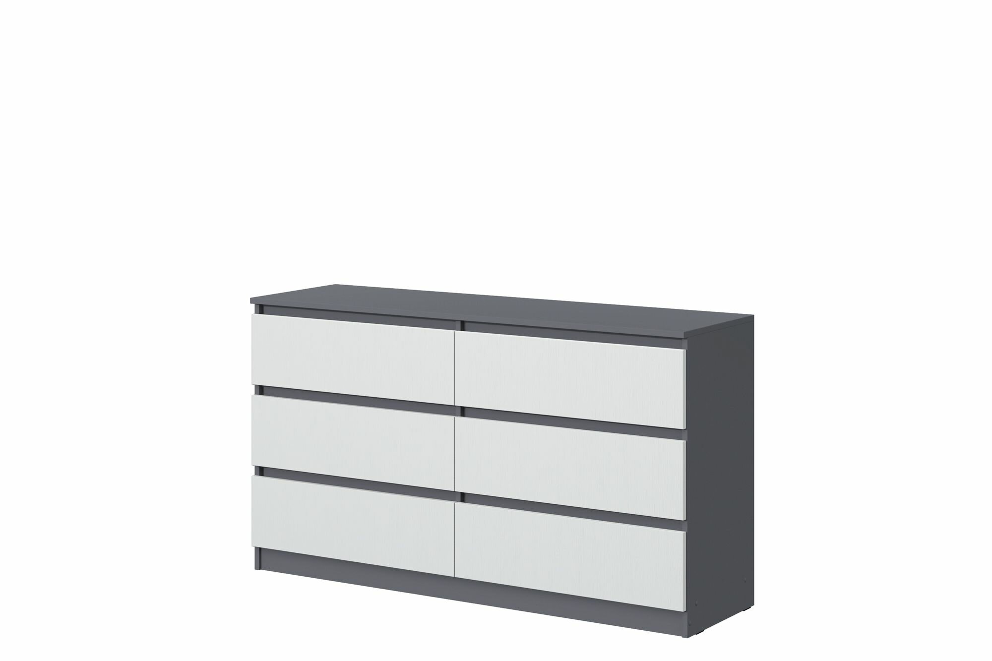 Комод №5 "Соната" цвет Графит, Белый текстурный, ширина 140 см, для спальни, с ящиками, гардеробная