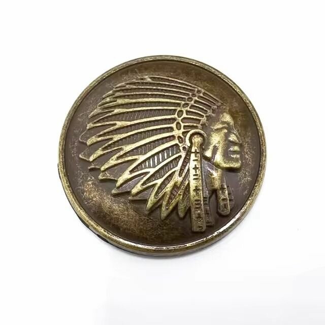 Кончо для изделий из кожи Индеец, 5 шт, 30 мм, цвет античная латунь