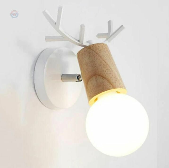Настенный светильник для детской комнаты, светодиодный бра с оленями, регулируемый свет для чтения, скандинавский дизайн, яркий рисунок животных