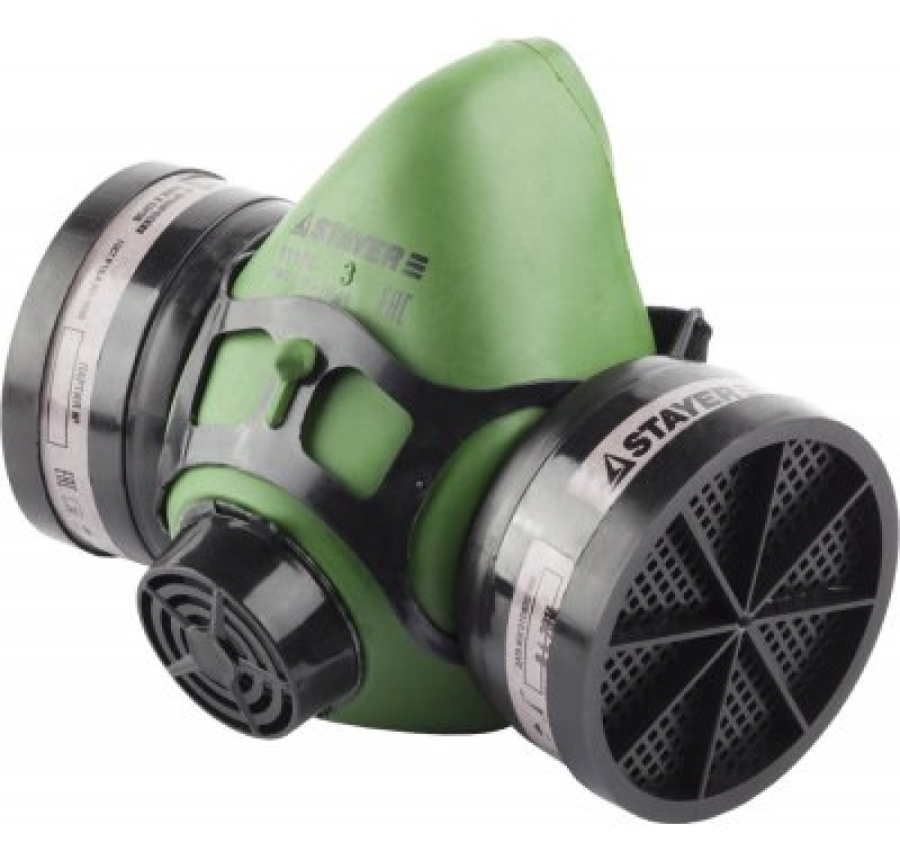 Респиратор Stayer / Стайер Vaster с клапаном, полумаска фильтрующая противогазная, многоразовая с фильтром А1 / защита органов дыхания