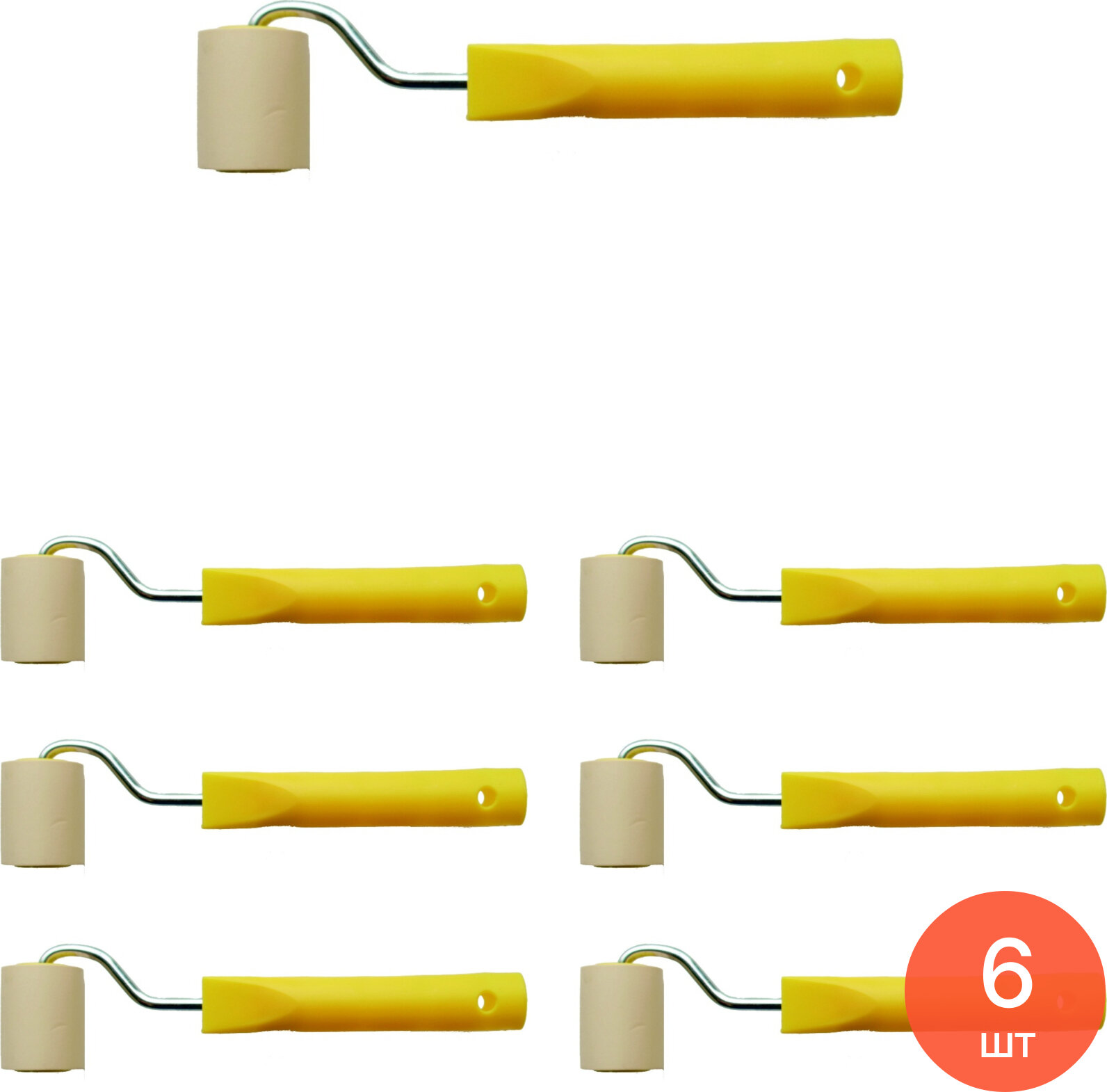 Валик малярный 888 для швов обоев из полиамида, диаметр 40мм, длина 45мм / ручной инструмент (комплект из 6 шт)