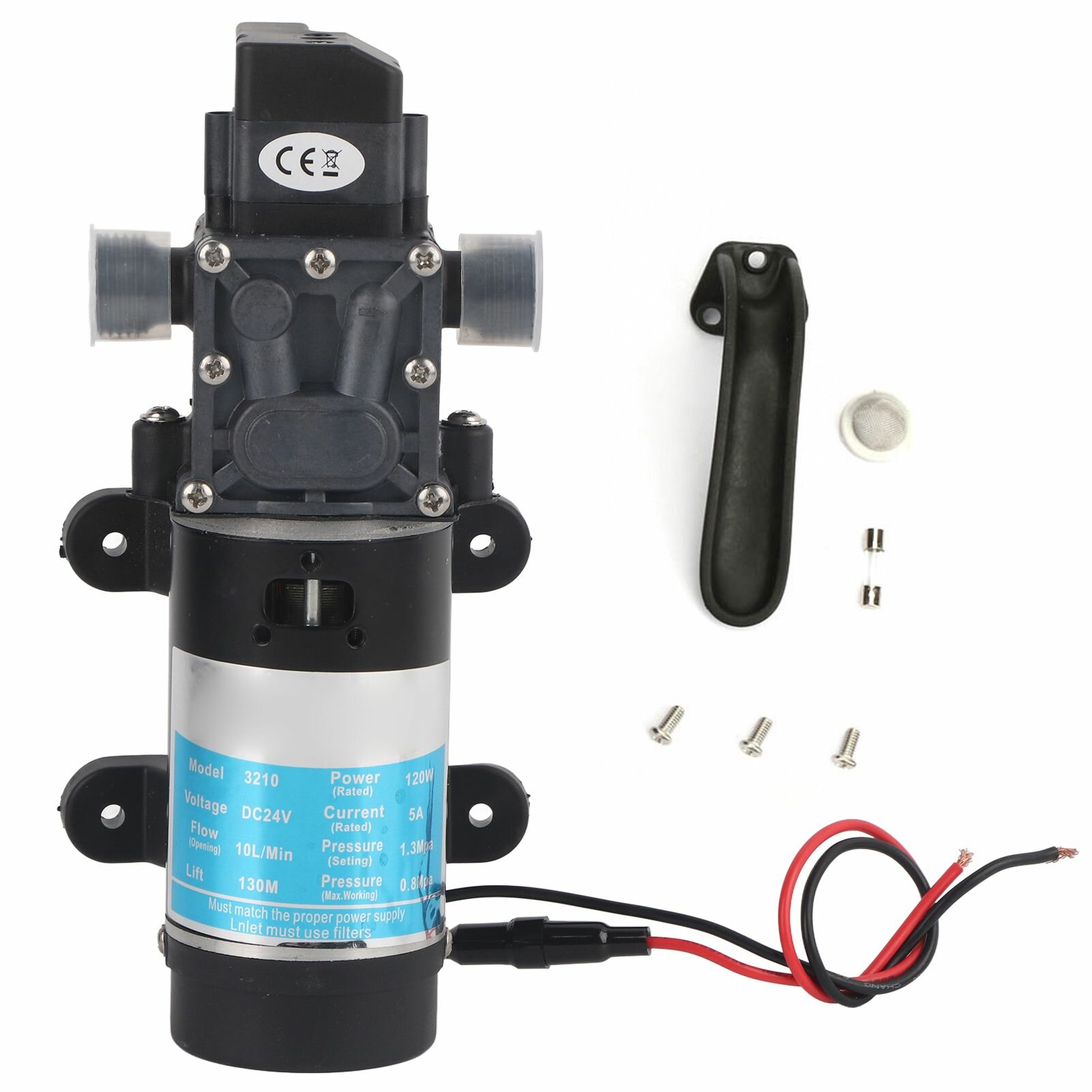 Мембранный насос для мойки высокого давления, 24 В, 10 л/м, самовсасывающий, 120 Вт, электрический водяной насос, 5 А, для очистки в тяжелых условиях