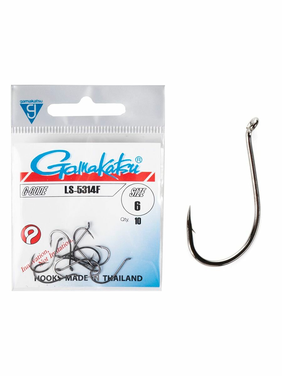 Крючки Gamakatsu LS-5314F HOOKS BLACK размер 06 (упк.10шт.)