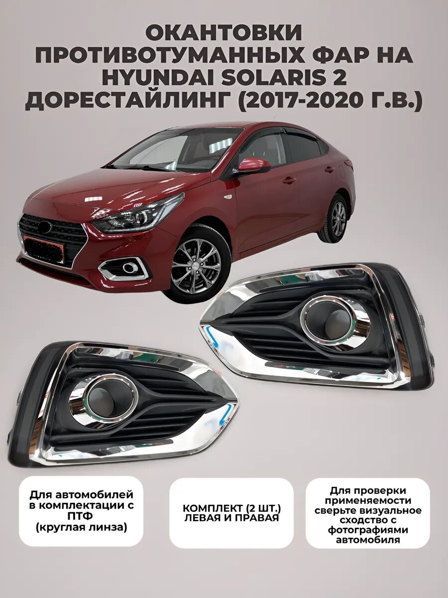 Окантовки противотуманных фар на Hyundai Solaris 2 (2017-2020 г. в.)