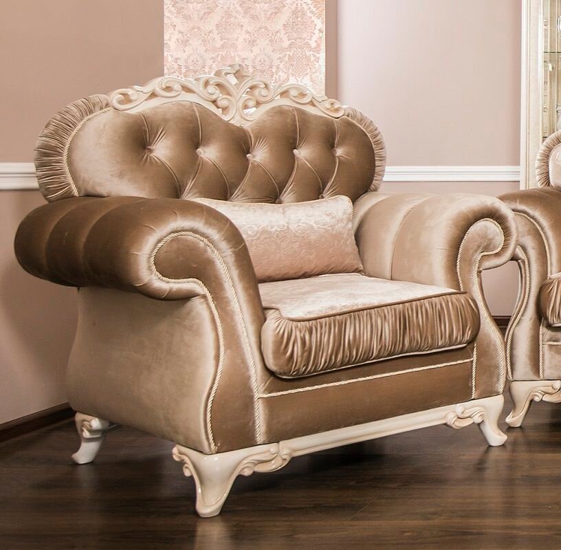 Кресло Alba "Патрисия", велюр, бежевый, для гостиной, арт-деко