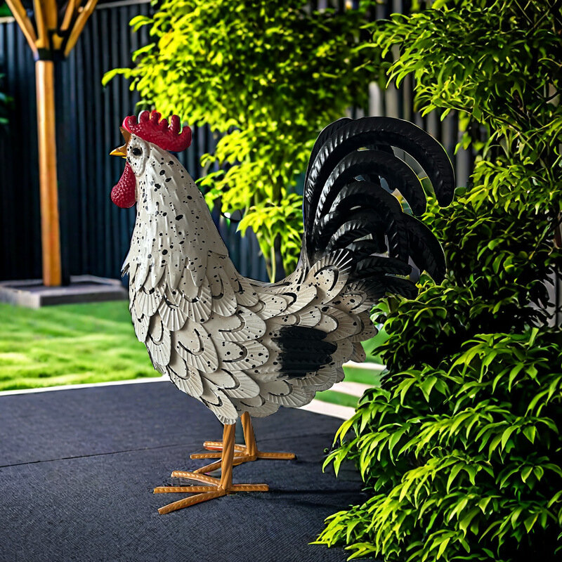 Кованое железо сад украшения петухи украшения домашние товары трансграничная горячая распродажа крытая украшения на открытом воздухе модель петуха, белый, SKU05317
