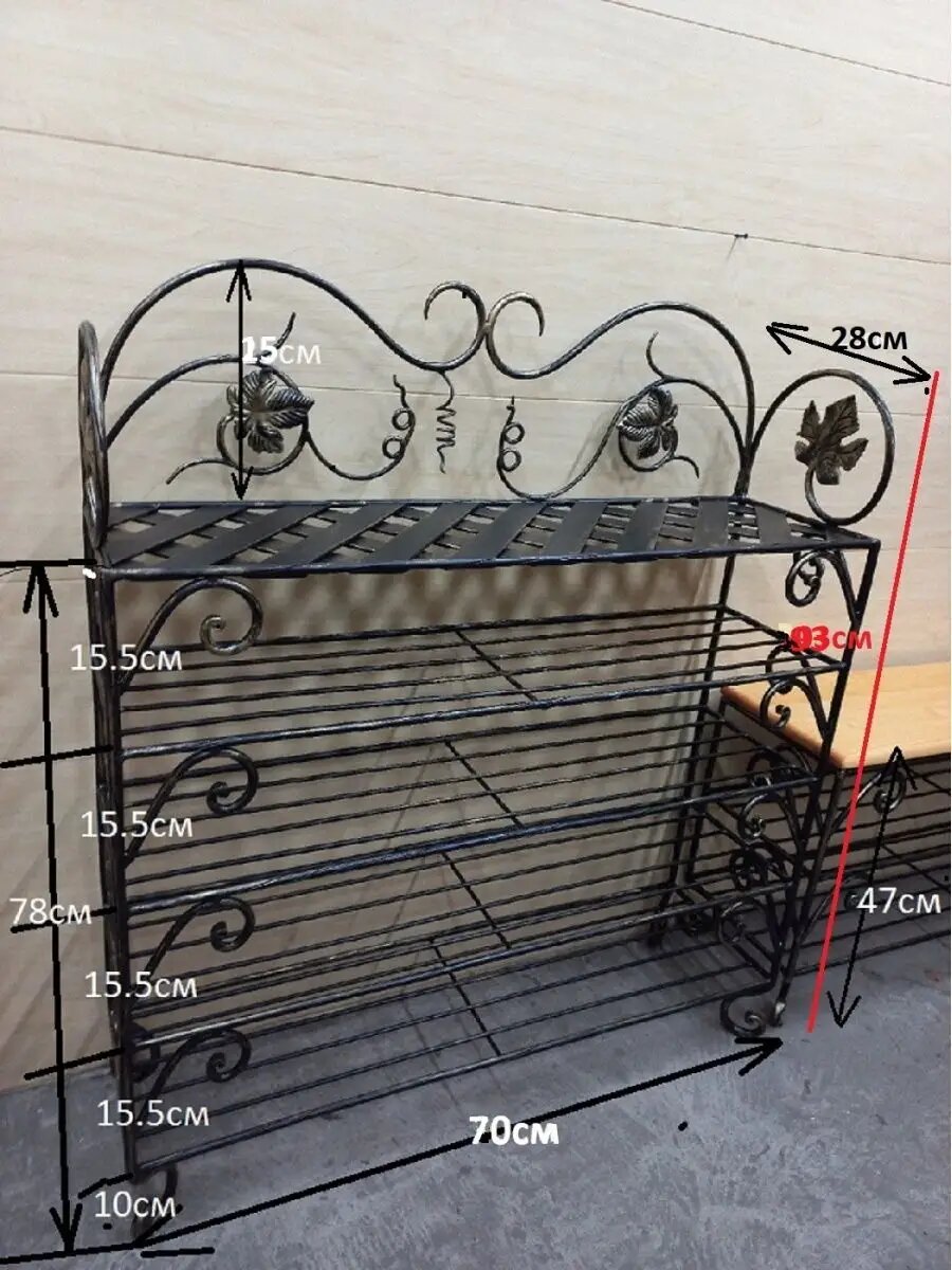 Обувница для прихожей, Студия кованой мебели Нива, цвет античная бронза