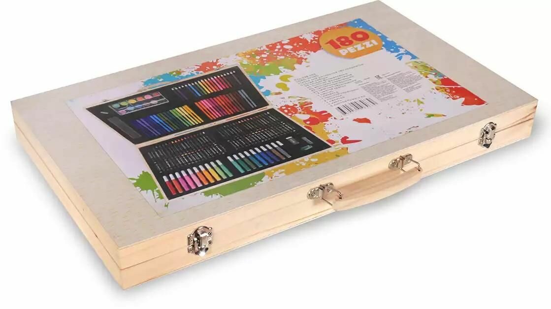 Набор для рисования КНР 180 предметов, деревянный кейс