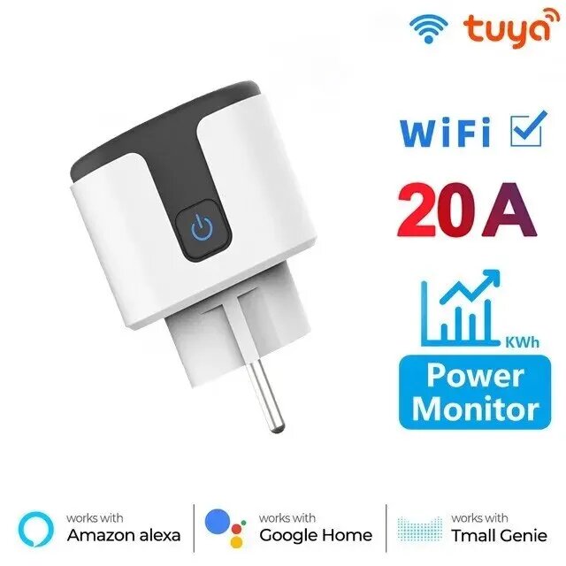 Умная розетка WiFi 20A Szaoju, серая