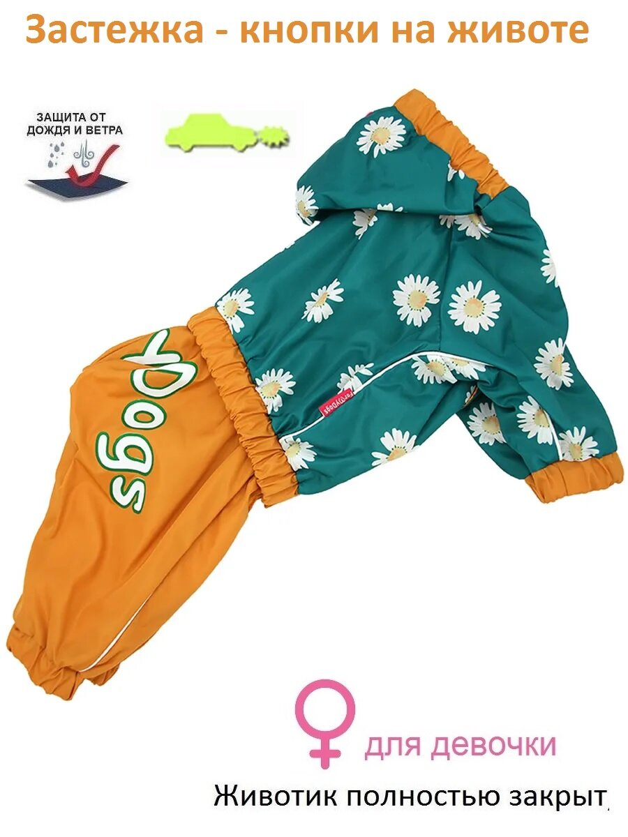 Дождевик для собак "Ромашка". Девочка. FORMYDOGS (№ 8 по спинке 21см девочка)