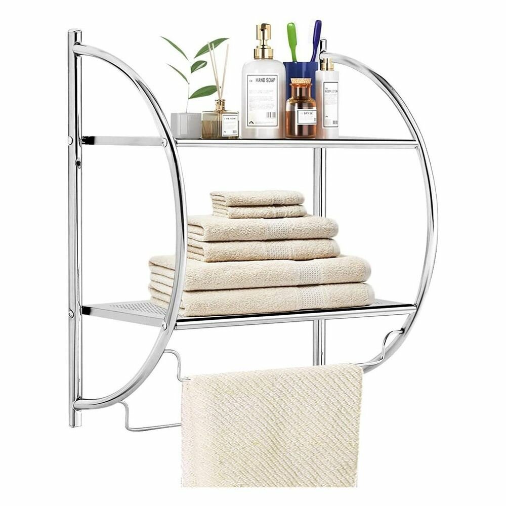 Настенная стойка для ванной комнаты, нержавеющая сталь, двойные полки ванной комнаты
