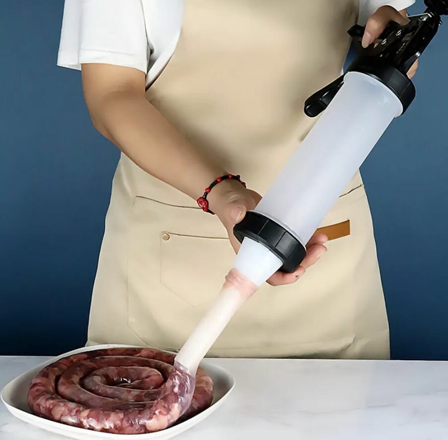 Шприц колбасный Enema Device для приготовления домашней колбасы, сосисок, купат с 3 насадками