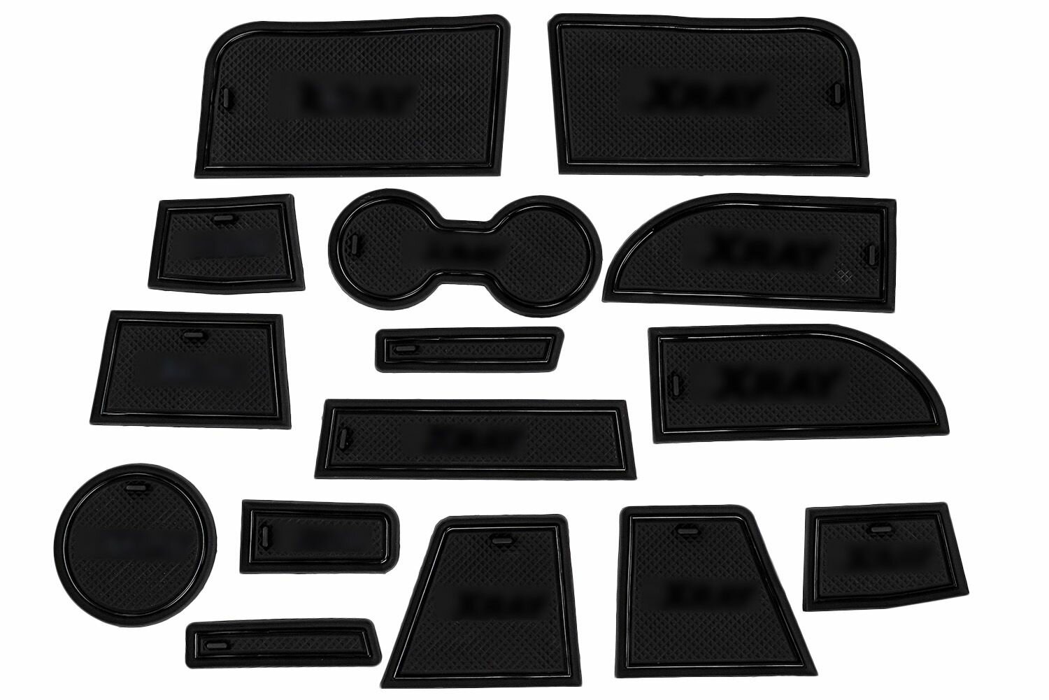 Комплект силиконовых черных ковриков панели приборов и консоли для Лада Икс Рей