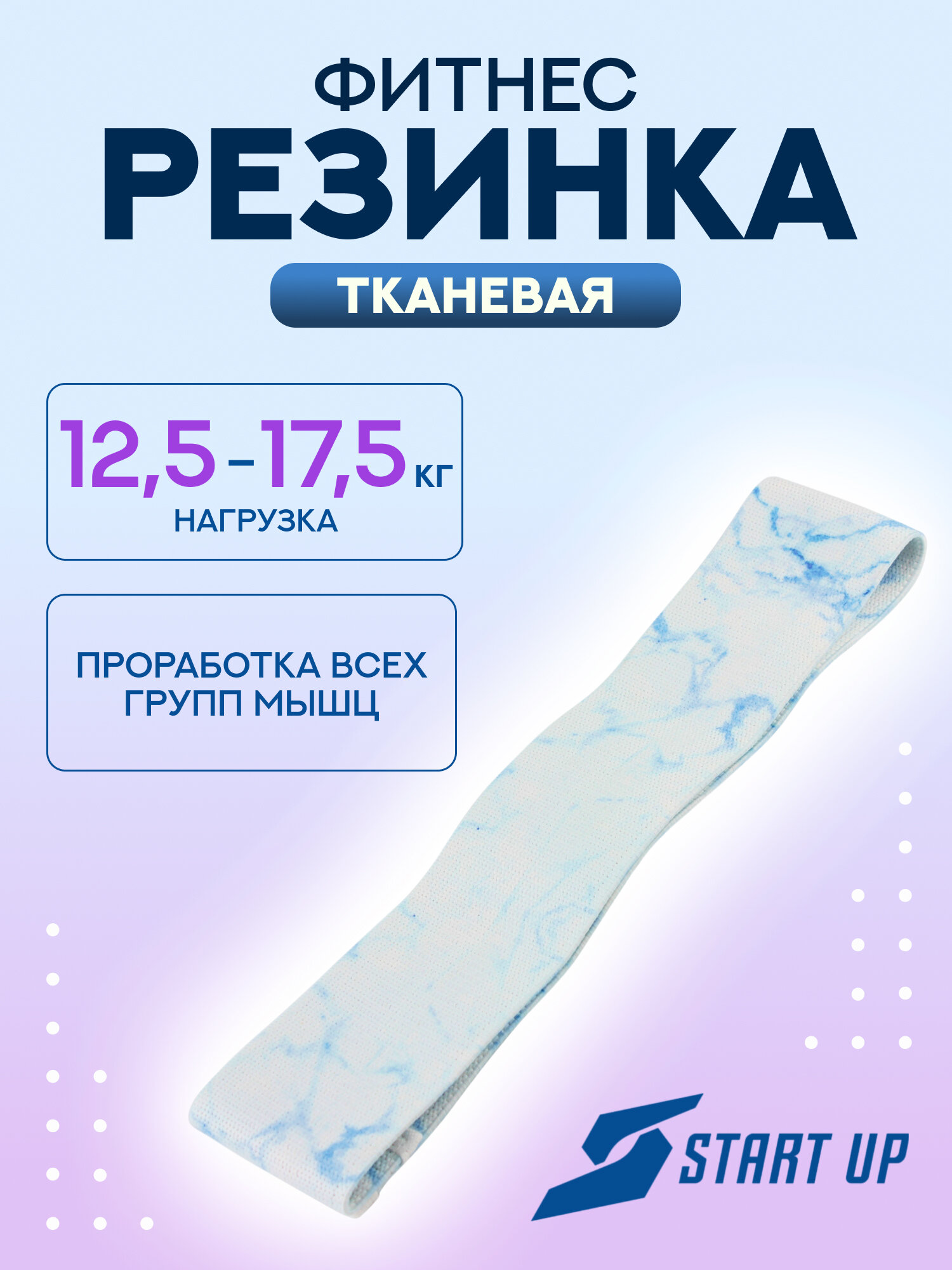 Эспандер замкнутый тканевый NT40096 р. 76 см х 8 см х 3 мм нагрузка 12,5-17,5 кг