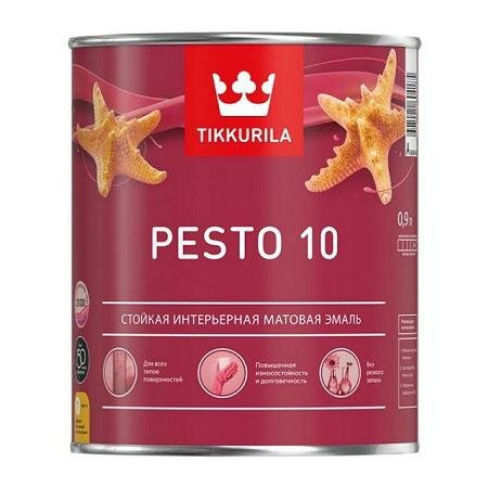 Эмаль Универсальная Tikkurila Pesto 10 9л Белая, Матовая, Интерьерная, без Резкого Запаха / Тиккурила Песто 10.