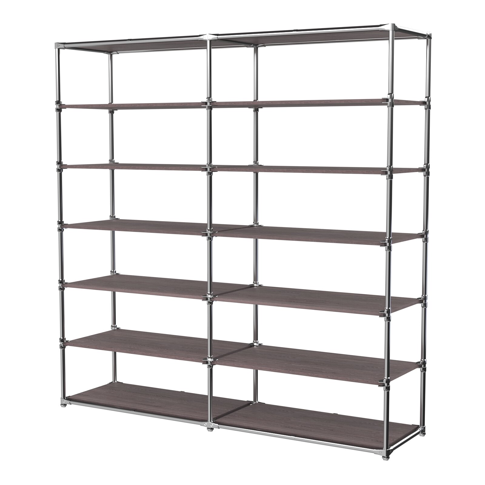 Пристенный торговый двух- секционный стеллаж лайт с глубокими полками ДСП №8, Ясень Анкор темный - U31105