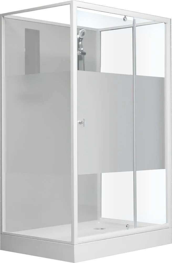 Душевая кабина RGW Andaman AN-207 прямоугольная, стеклянная, 118x78, открытая (без крыши), с распашной дверью, с матовым стеклом без гидромассажа средний поддон с белым профилем