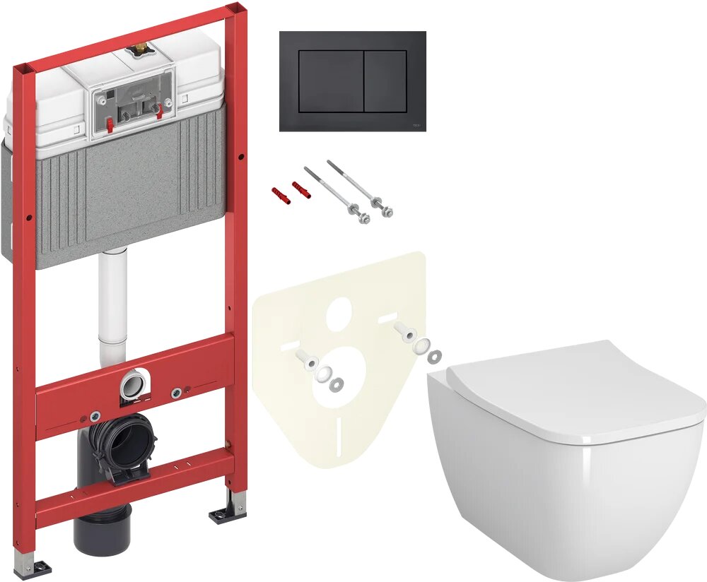 Комплект 3 в 1 Унитаз подвесной VitrA Shift 7742B003-0075 / Сиденье Integra Square 810-003-009 / Инсталляция с кнопкой TECE Now 9400414