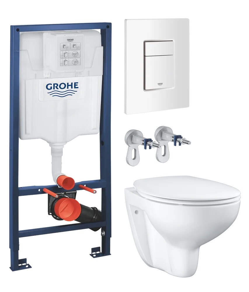 Комплект 2 в 1 Унитаз подвесной Grohe Bau Ceramic 39351000 / Инсталляция с кнопкой Rapid SL 38772SH0 цвет белый