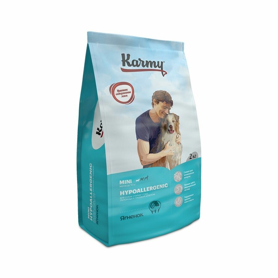 Karmy Hypoallergenic Mini Корм сухой для собак мелких пород старше 1 года, склонных к пищевой аллергии, Ягненок, 2 кг