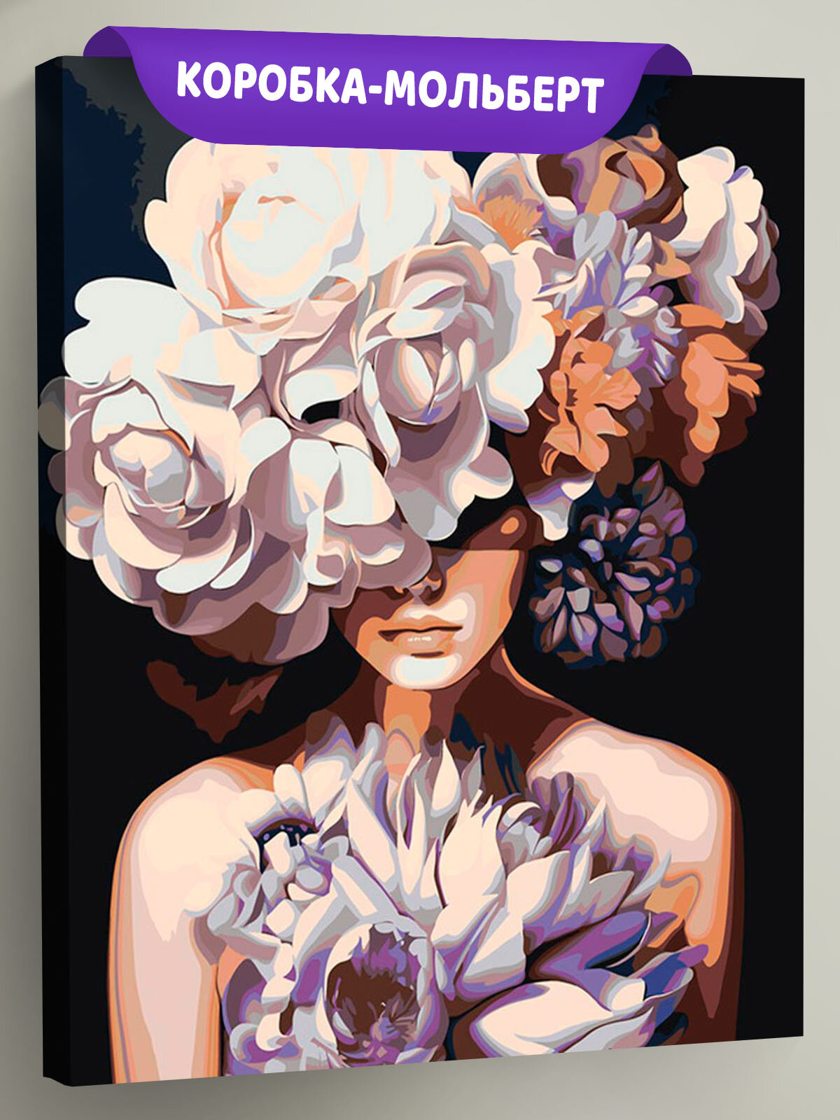 Картина по номерам на холсте Портрет девушки с цветами 40x50