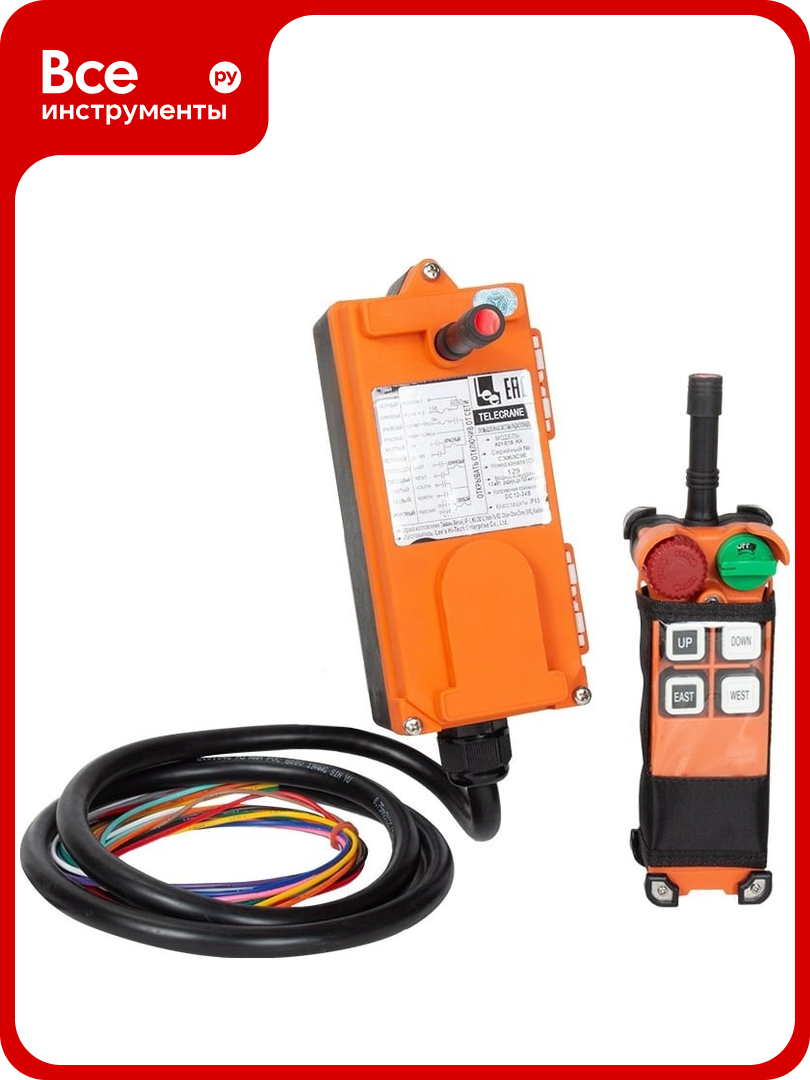 Радиоуправление TELECRANE A21-4s, пульт 4 кнопки, 1 скорость, питание 220/380В 00-00000510